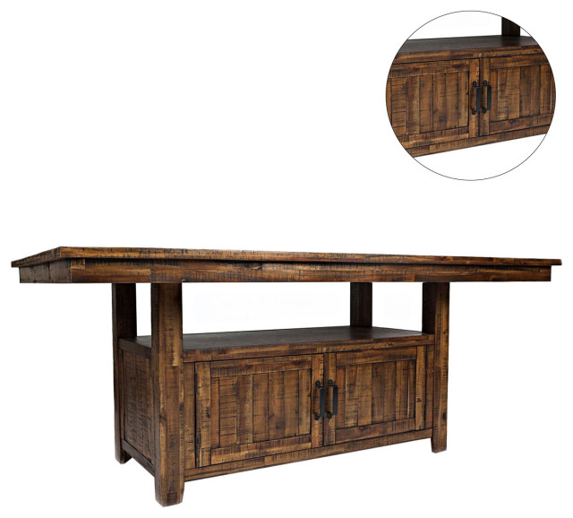 Wooden Dining Table, Distressed Dark Oak, Counter Height - Rustic ...