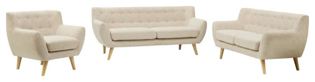 Marcy Beige 3 Piece Living Room Set - Midcentury - Living Room ...