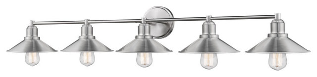 5 Light Vanity Light Fixture in Utilitarian Style - 46 Inches Wide by 9 ...