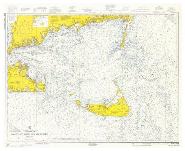 "Nautical Chart - Nantucket Sound and Approaches ca. 1973" Paper Art ...