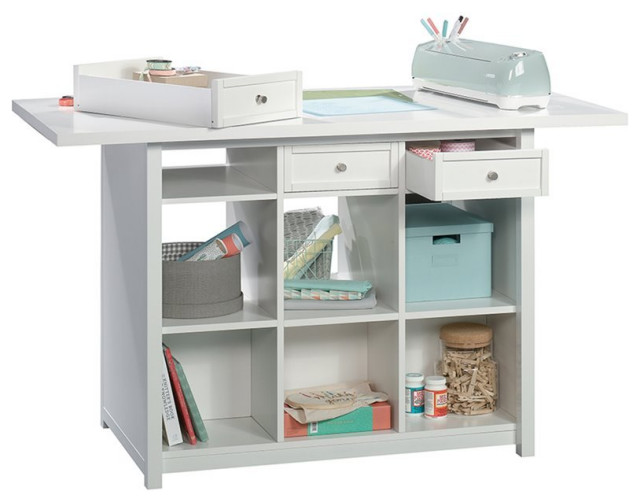 Sauder Craft Pro Series Engineered Wood Craft Table in Mystic Oak ...