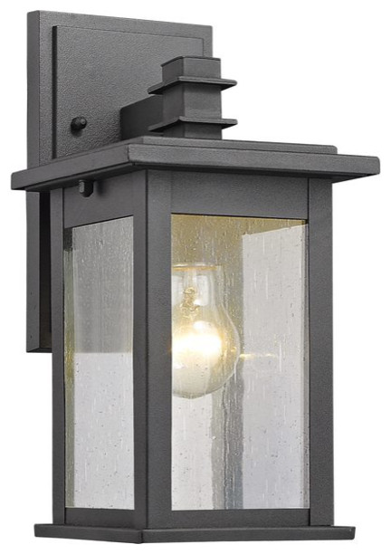 TRISTAN Transitional 1 Light Black Outdoor Wall Sconce 12 Height ...