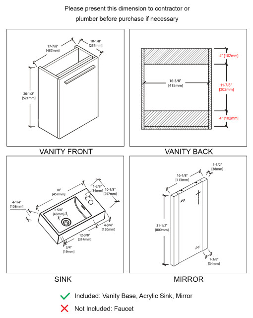 Colmar 18" Vanity Set With Mirror - Modern - Bathroom Vanities And Sink ...