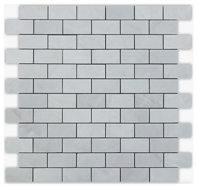 Allure Gray Honed 1x2 Brick Marble Mosaic, 12x12 - Contemporary ...