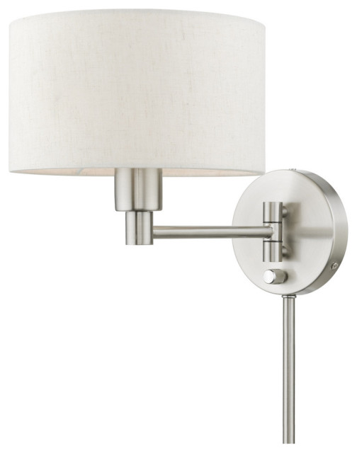Swing Arm Wall Lamps 1 Light Brushed Nickel Swing Arm Wall Lamp ...