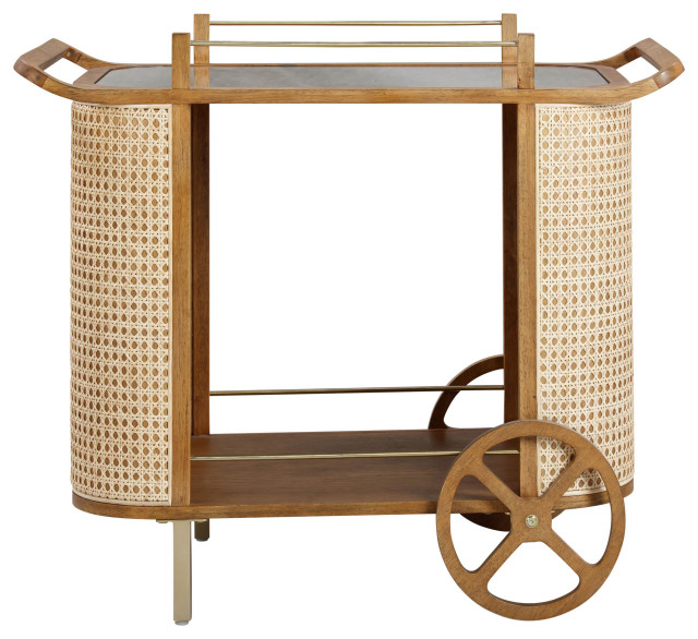 Yuma Natural Rattan Bar Cart Natural - Tropical - Bar Carts - by First ...