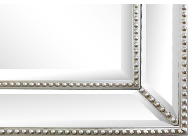 24" Rectangle Silver Beaded Frame Mirror - Transitional - Wall Mirrors ...