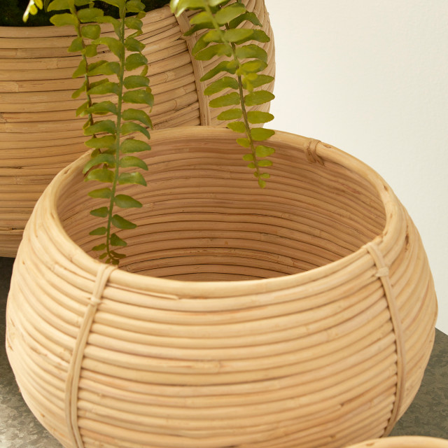 Cane Rattan Plant Baskets, Set of 3 - Tropical - Baskets - by Napa Home ...