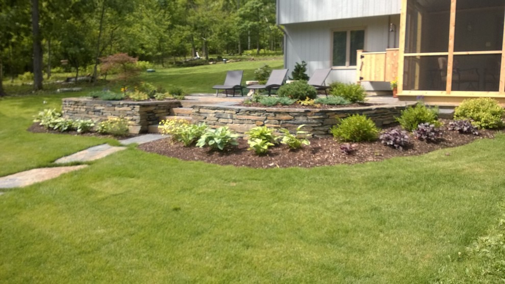 Raised Goshen Stone Wall Patio Garden - Boston - by Tomich Landscape ...