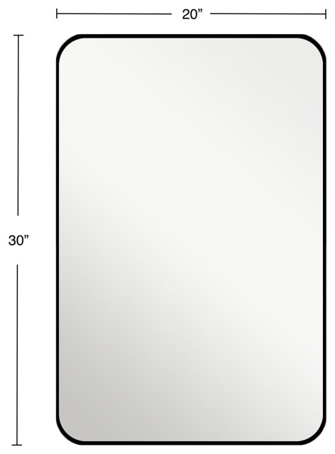 Rectangle Round Corner Aluminum Frame Mirror - Transitional - Bathroom ...
