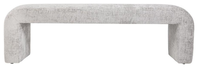 Sophia Modern Luxury Curved Upholstered Jacquard Bench, Grey ...