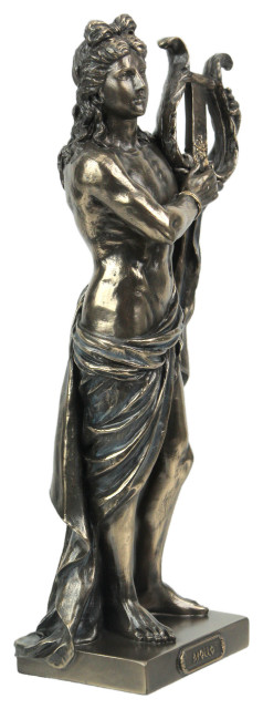 Classic Ancient Greek God Apollo Holding Lyre Bronze Finished Tabletop ...