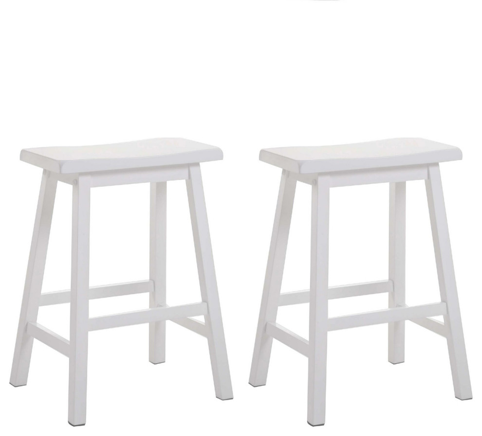 Set of 2 Counter Height Stools, White - Transitional - Bar Stools And ...