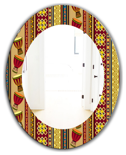 Designart African Drum Beckground Bohemian Frameless Oval Or Round Wall ...