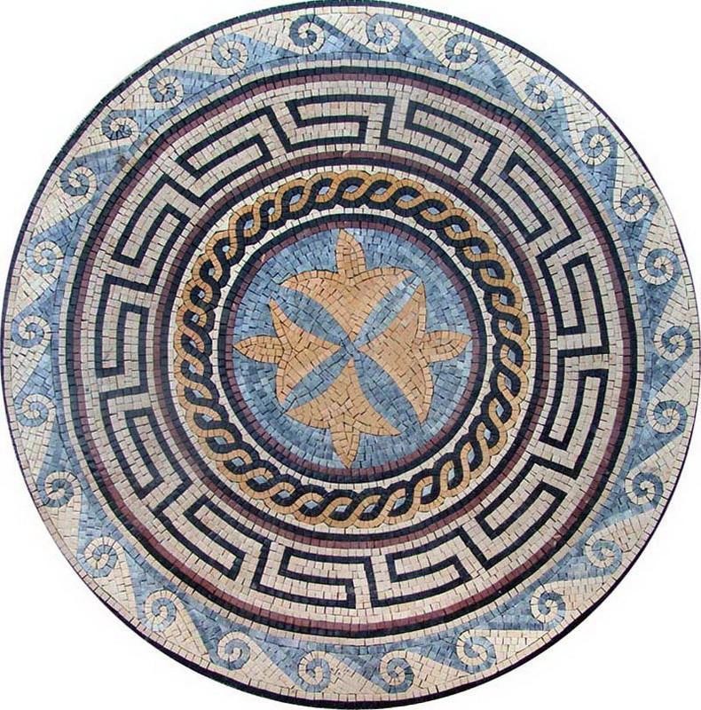 Round Greco-Roman Mosaic, Aelia, 36" x 36" - Contemporary - Tile Murals ...