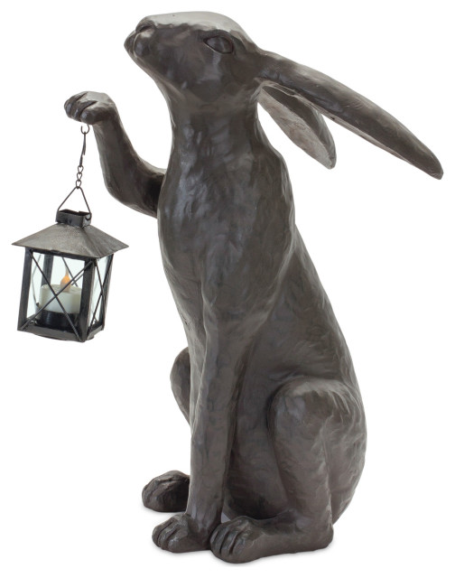 Rabbit With Lantern 16"H Resin - Farmhouse - Decorative Objects And ...