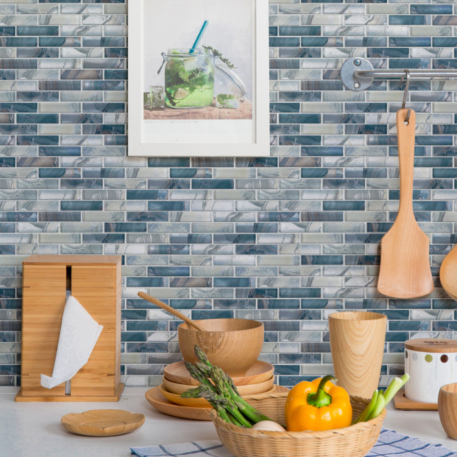 TOCSG 1X4 Wall Paper Glass Mosaic Tile Backsplash - Contemporary ...