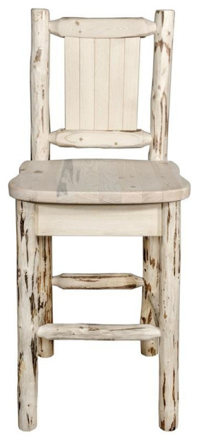 Montana Woodworks 30" Barstool with Back and Engraved Moose Design in ...
