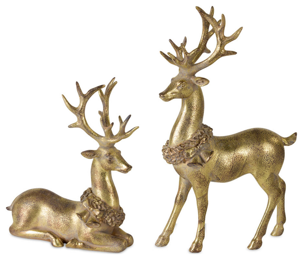 Deer, 2-Piece Set, Gold - Holiday Accents And Figurines - by Melrose ...