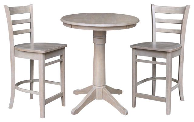 30" Round Pedestal Gathering Height Table with Emily Counter Height ...