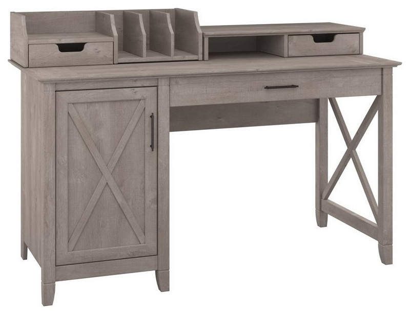Atlin Designs 54W Computer Desk with Organizers in Washed Gray ...