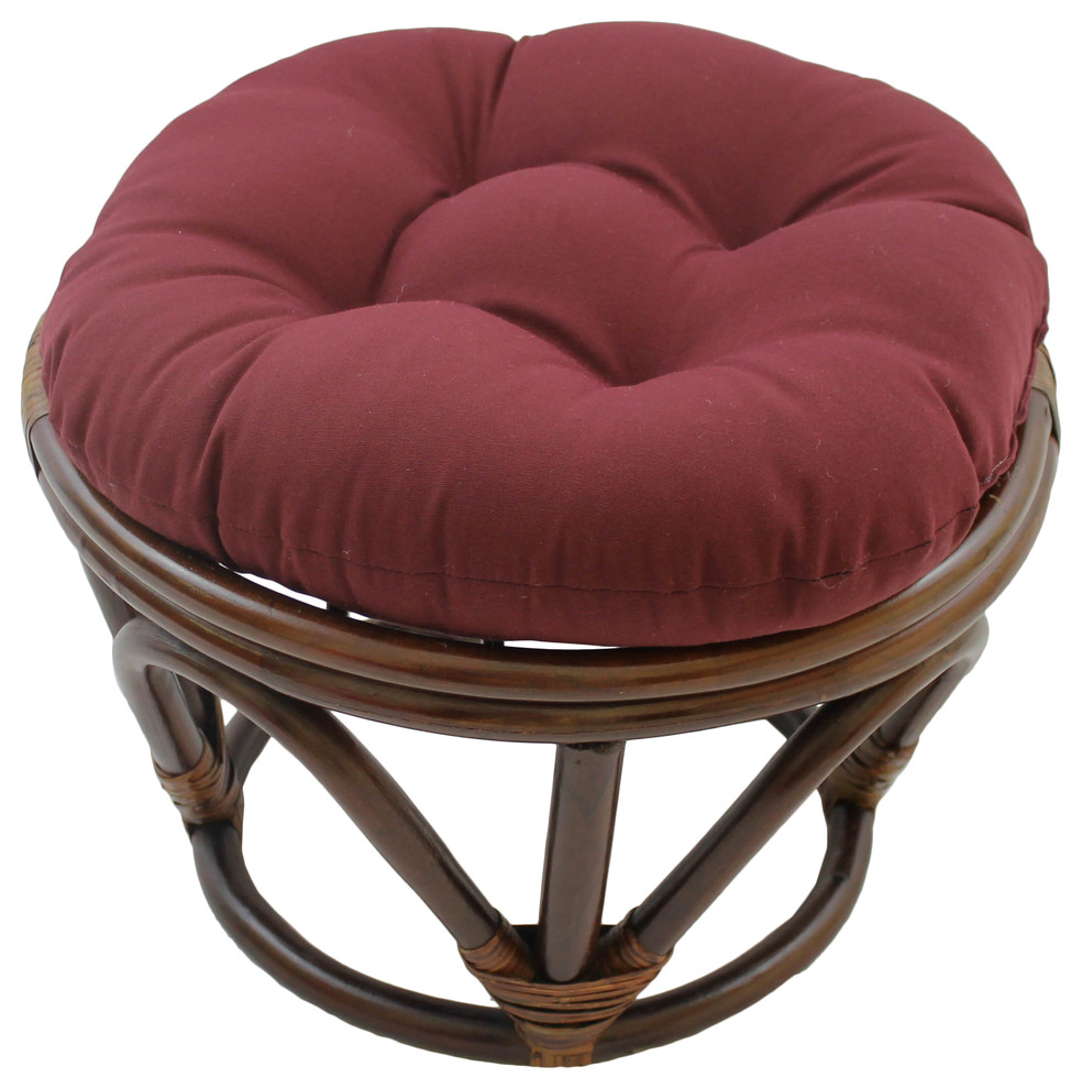18" Round Solid Twill Tufted Footstool Cushion - Contemporary - Seat ...