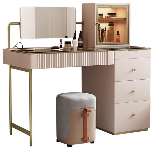 Makeup Vanity Set With Jewelry Storage/Cabinet/Stool - Contemporary ...