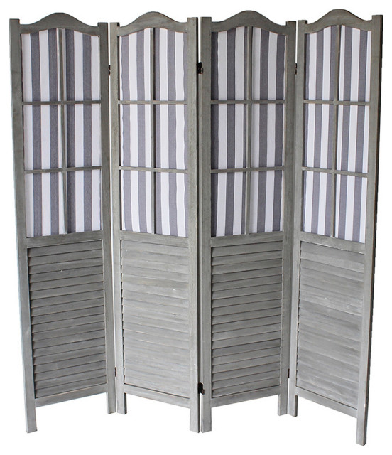 Benzara BM231634 4 Panel Arc Shutter Style Room Divider, Slat Panelling ...