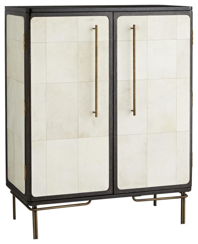 Edison Cabinet, Antique Brass, Oak, Vellum, Stainless Steel, 45"H (4811 ...