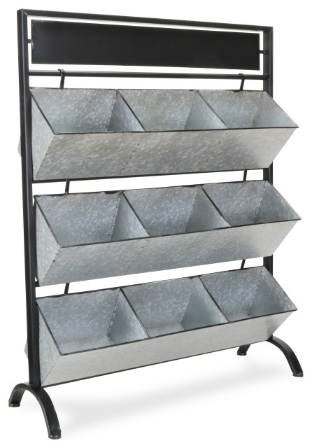 9 Compartment Metal Storage With Chalkboard - Farmhouse - Storage Bins ...