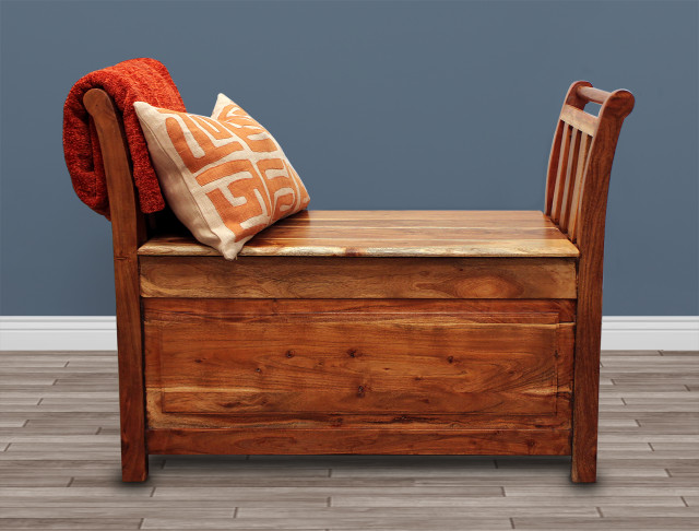 Winged Natural Storage Bench - Rustic - Accent And Storage Benches - by ...