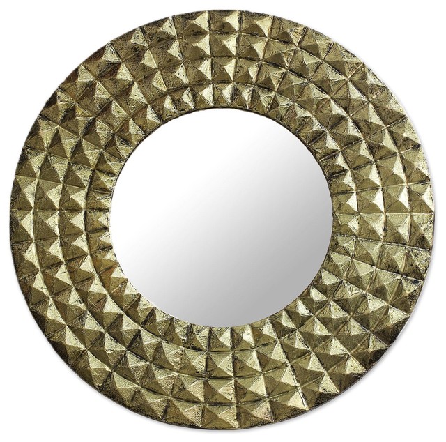 Novica Circling Pyramids Brass Wall Mirror - Contemporary - Wall ...