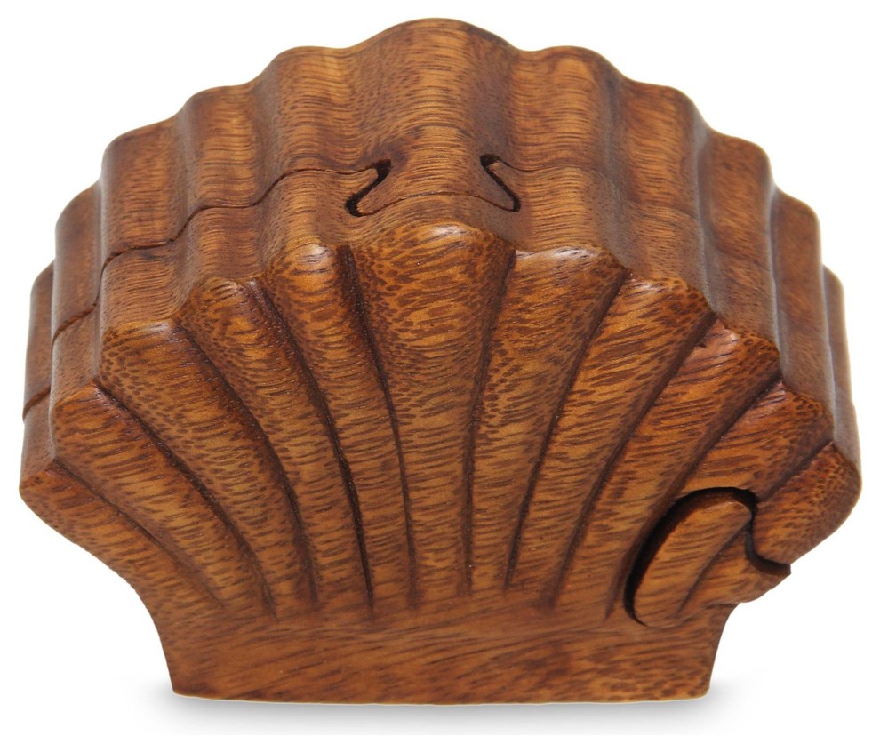 Clam Shell Wood Puzzle Box - Beach Style - Decorative Boxes - by NOVICA ...