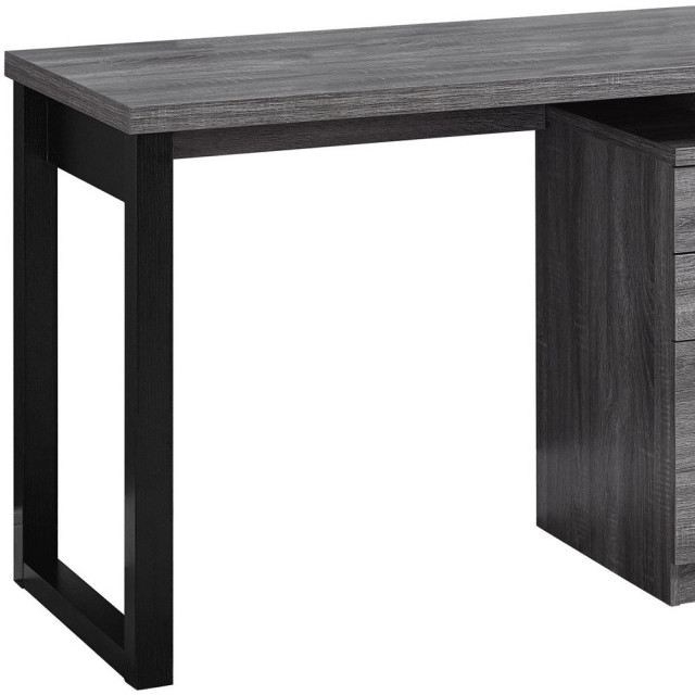 24" Gray and Black Computer Desk With Three Drawers - Industrial ...