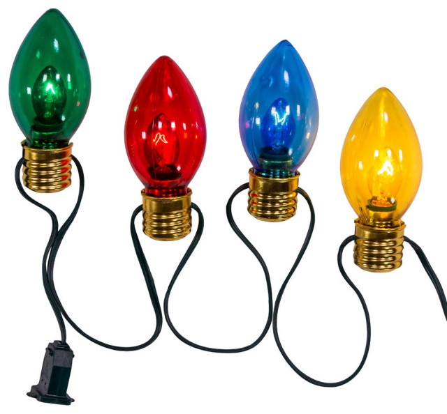 Kurt Adler UL 10-Light Multi-Colored Giant C7 Bulb Light Set, 12 ...