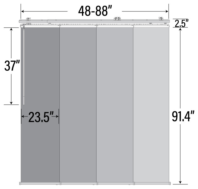 Ember Lead 4-Panel Track Extendable Vertical Blinds 48-88"W, 91.4" H - Modern - Vertical Blinds ...
