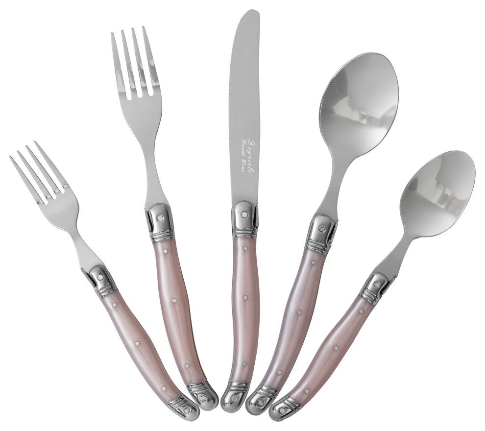 French Home Laguiole 20 Piece Stainless Steel Flatware Set for 4, Petal ...