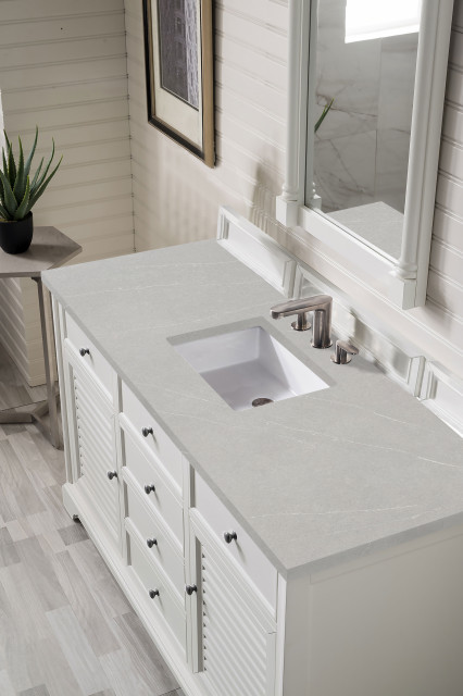 Savannah 60" Single Vanity Cabinet, Bright White, Eternal Serena Quartz ...