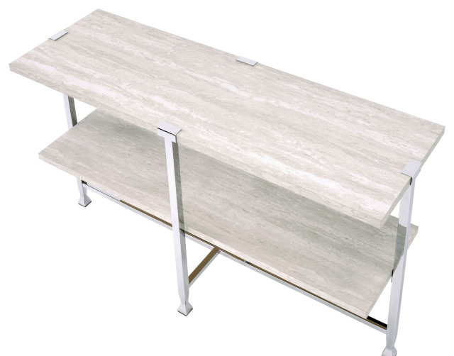 Brecon Sofa Table, White Oak and Chrome - Contemporary - Console Tables ...
