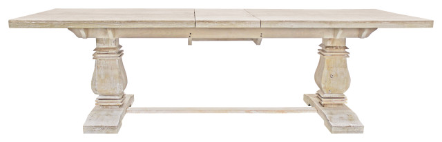 Benedict Extension Dining Table in Mango Solid Wood with White Wash ...