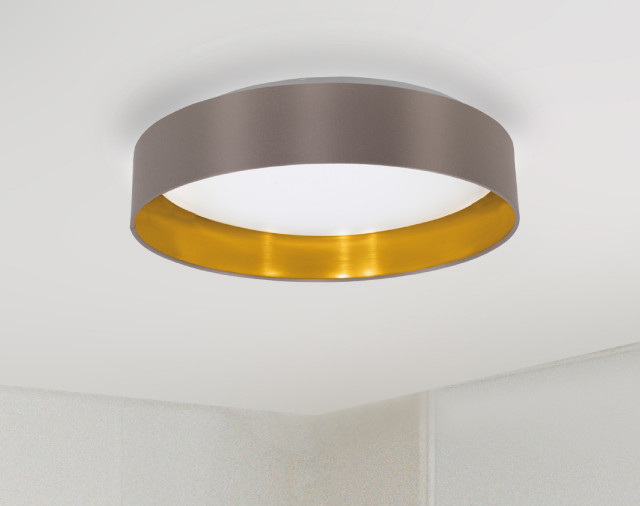1x18W LED Ceiling Light w / Cappucino & Gold Finsh & White Plastic ...