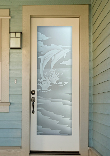 Interior Prehung Door or Interior Slab Door - Dolphins Leaping - Primed ...