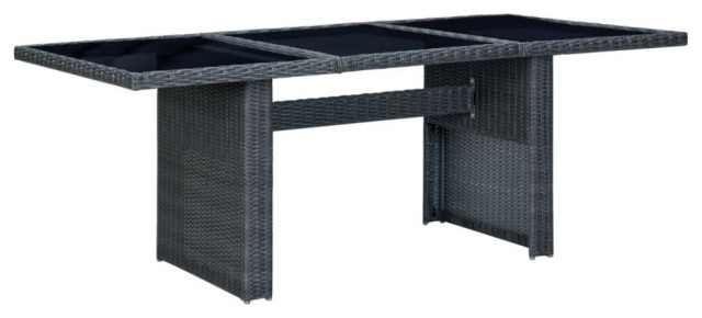 Vidaxl Garden Table Dark Gray Poly Rattan and Tempered Glass - Tropical ...