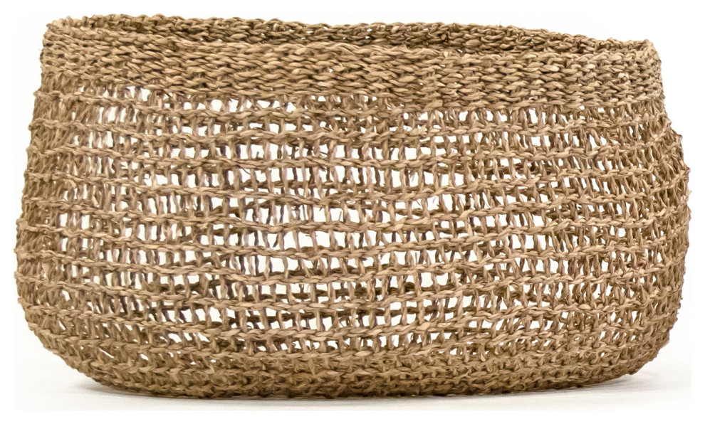 Wide Netted Woven Basket, Large - Beach Style - Baskets - by Zentique ...