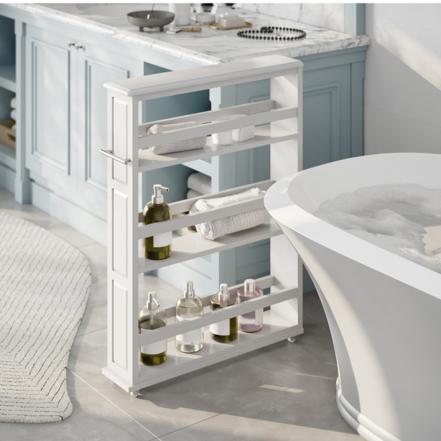 Slim Rolling Storage Cart -4 Tier Utility Cart With Handle and Wheels ...