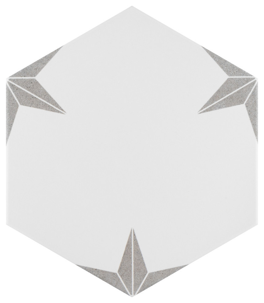 Stella Hex Porcelain Floor and Wall Tile Sample, White - Contemporary ...