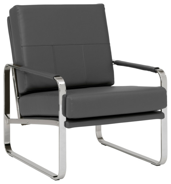 Allure Modern Accent Arm Chair in Blended Leather and Chrome ...