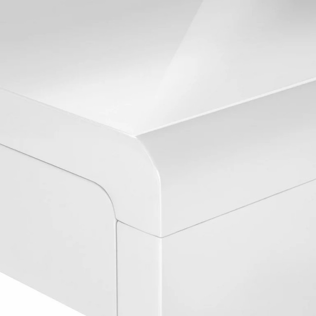 Contemporary Desk, Drawers & Spacious Top With Rounded Edges, Glossy ...