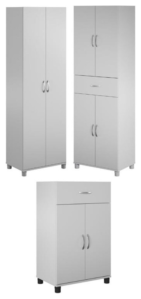 Home Square 3-Piece Set with 24" Cabinet Storage Cabinet & Base Storage ...