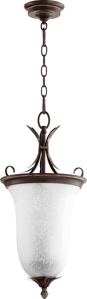 Quorum Flora 2-Light 11" Foyer Light in Vintage Copper with White Linen ...